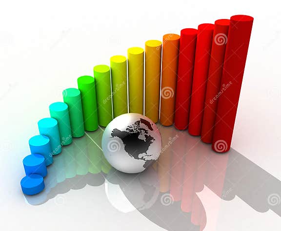 Globe and Bar Chart stock illustration. Illustration of global - 5144532