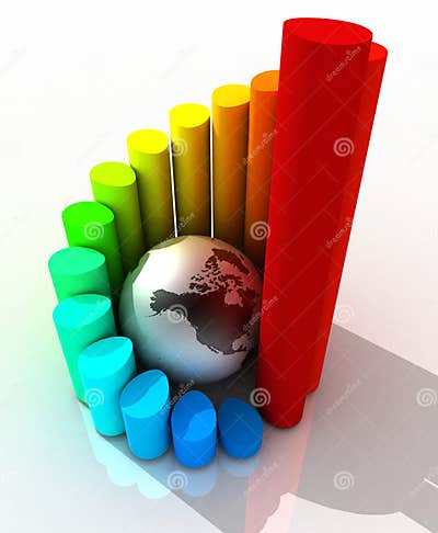 Globe and Bar Chart stock illustration. Illustration of australia - 5144540