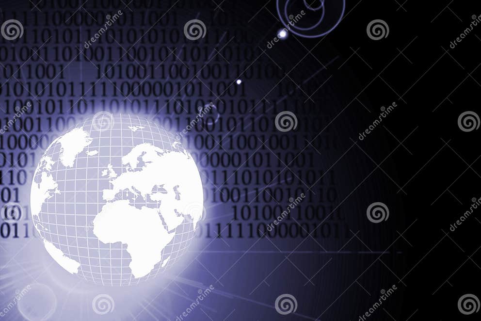 Globe and binary code stock illustration. Illustration of downloading ...