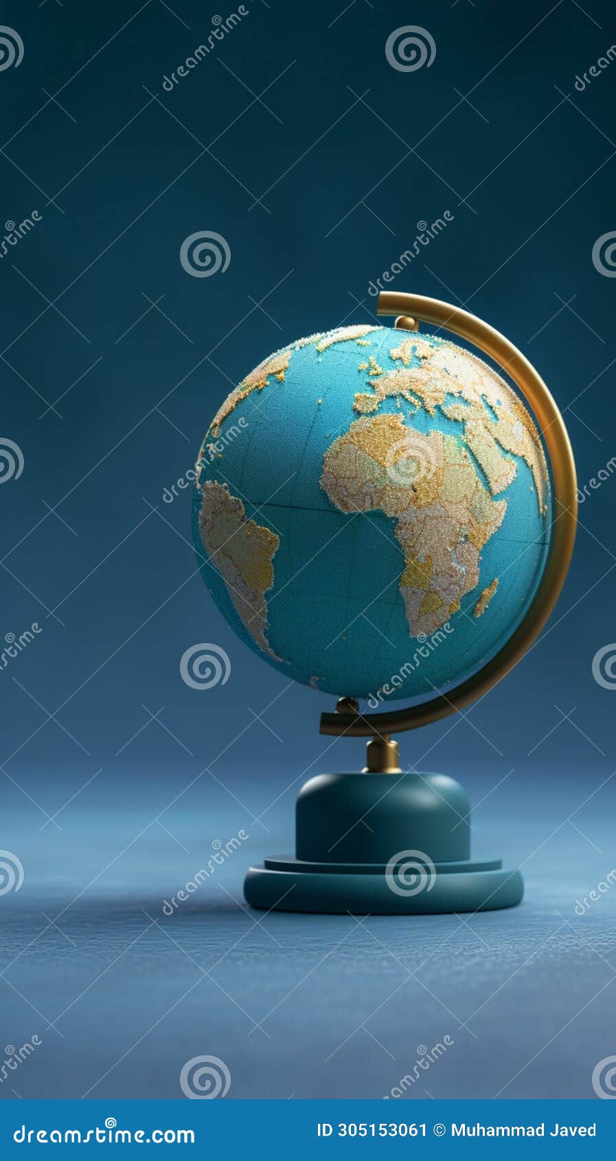 Globe on Blue Background 3D Rendering for a Striking Visual Stock ...