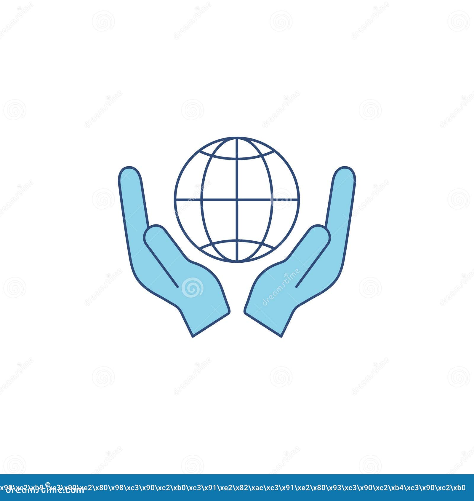 Globe Blue Icon in Human Hands Vector Illustration Isolated Stock ...