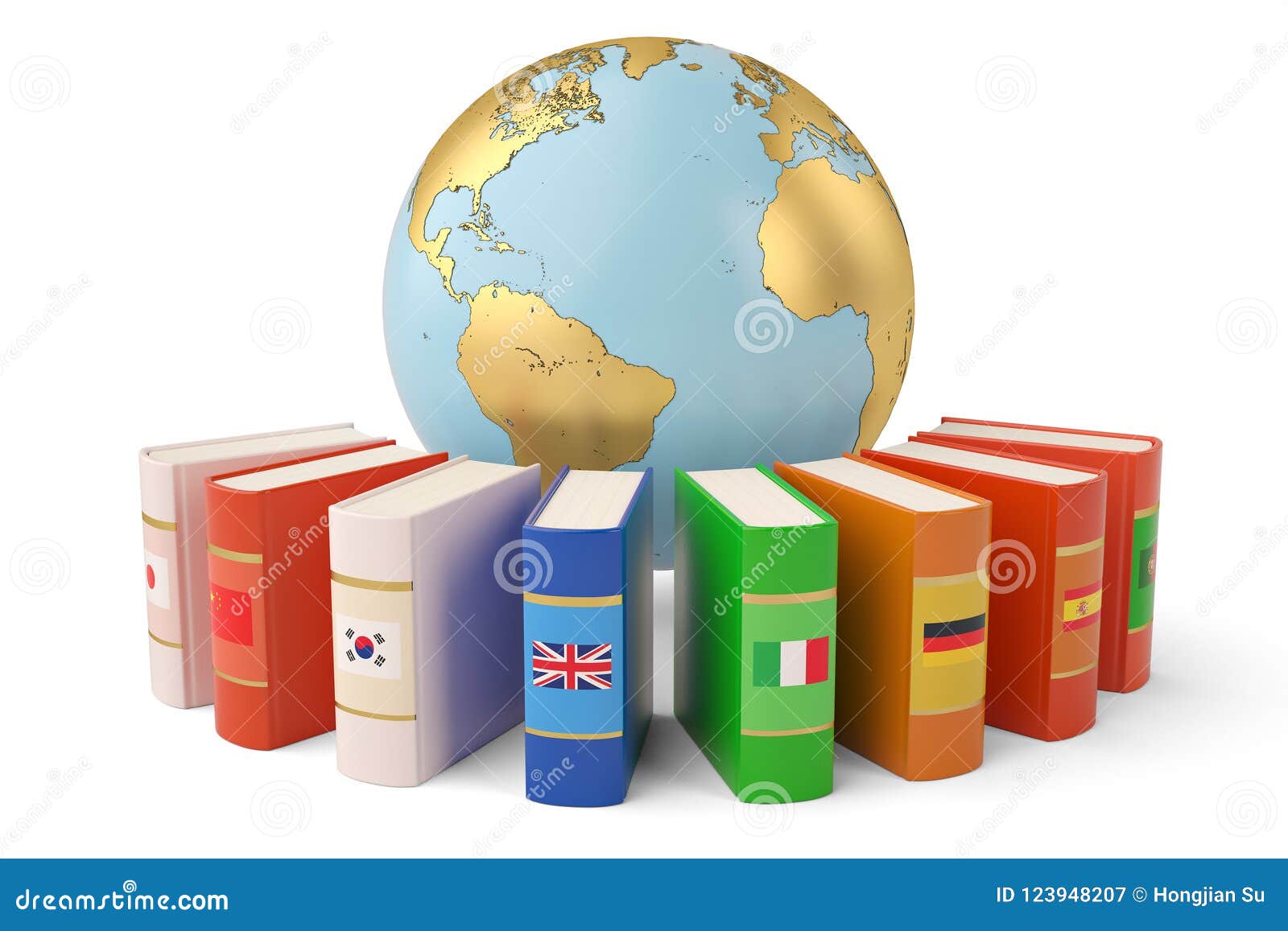 The Globe and Books Languages Learn and Translate Education Concept ...