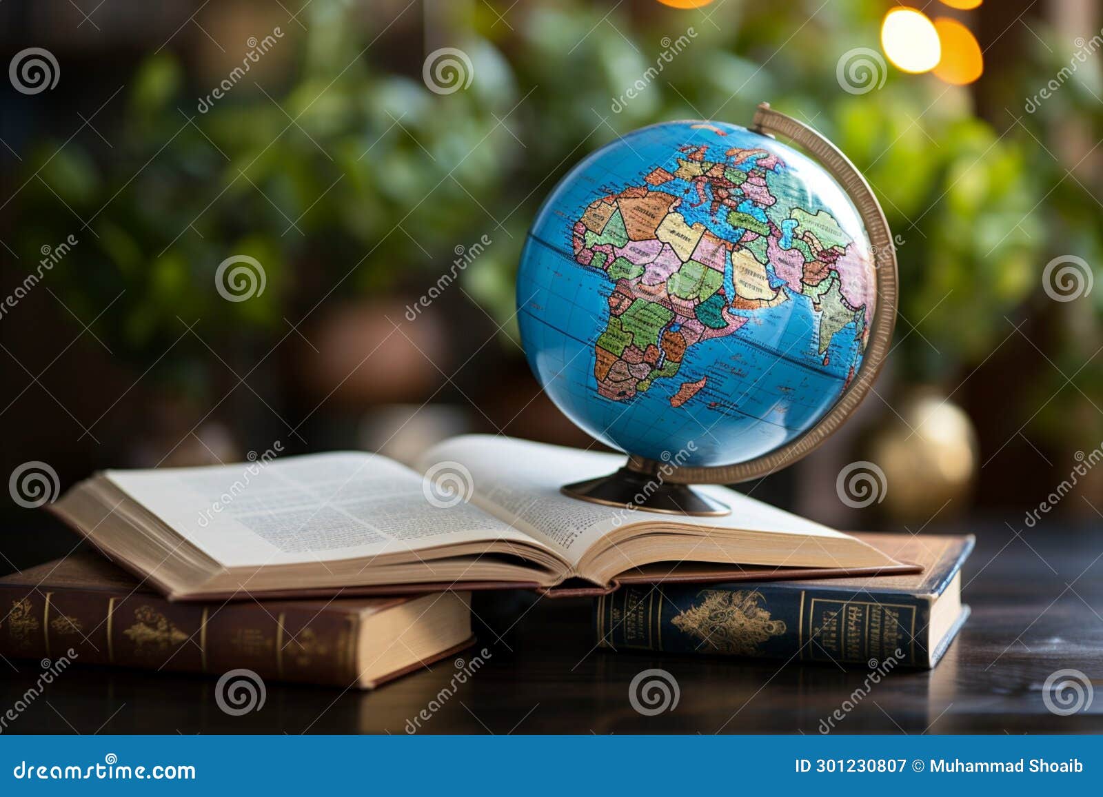 Globe and Books a Symbol of Global Knowledge and Education Stock ...