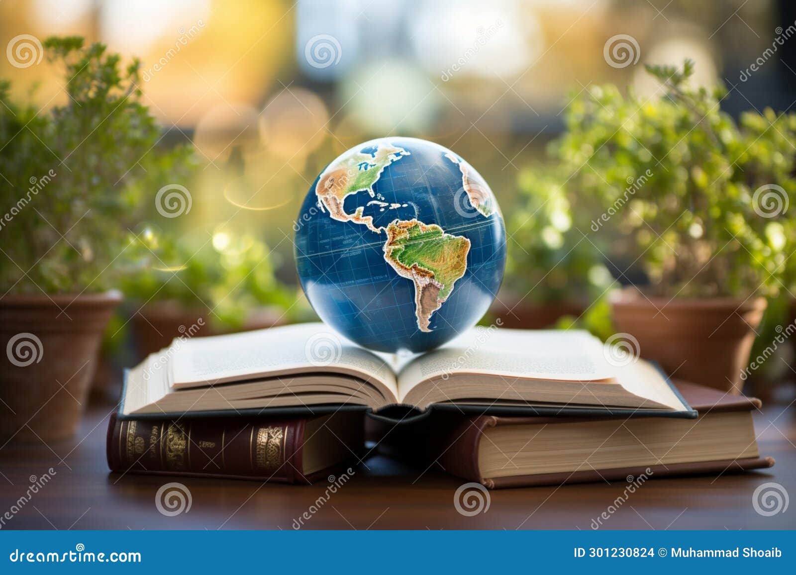 Globe and Books a Symbol of Global Knowledge and Education Stock ...