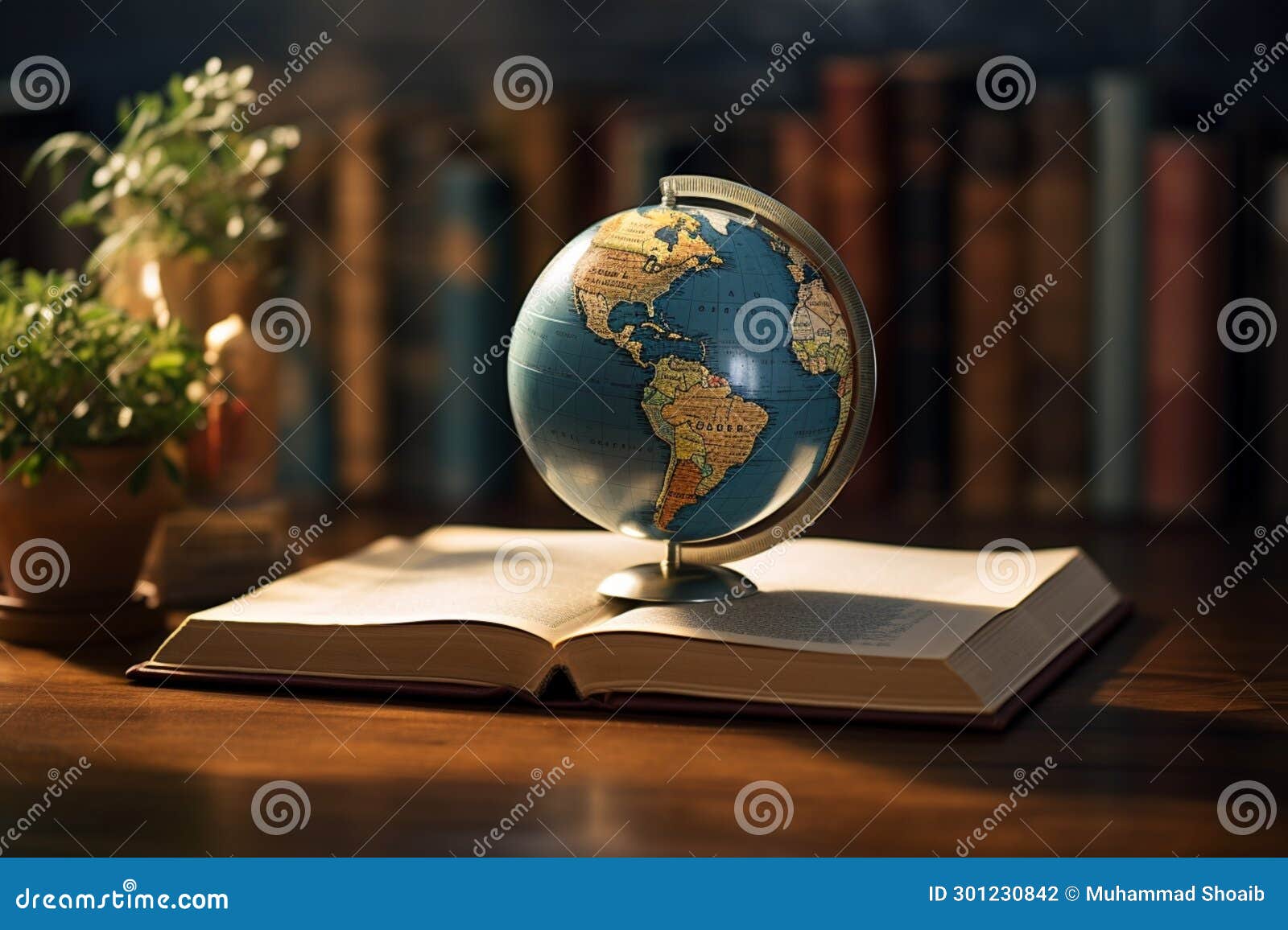 Globe and Books a Symbol of Global Knowledge and Education Stock ...