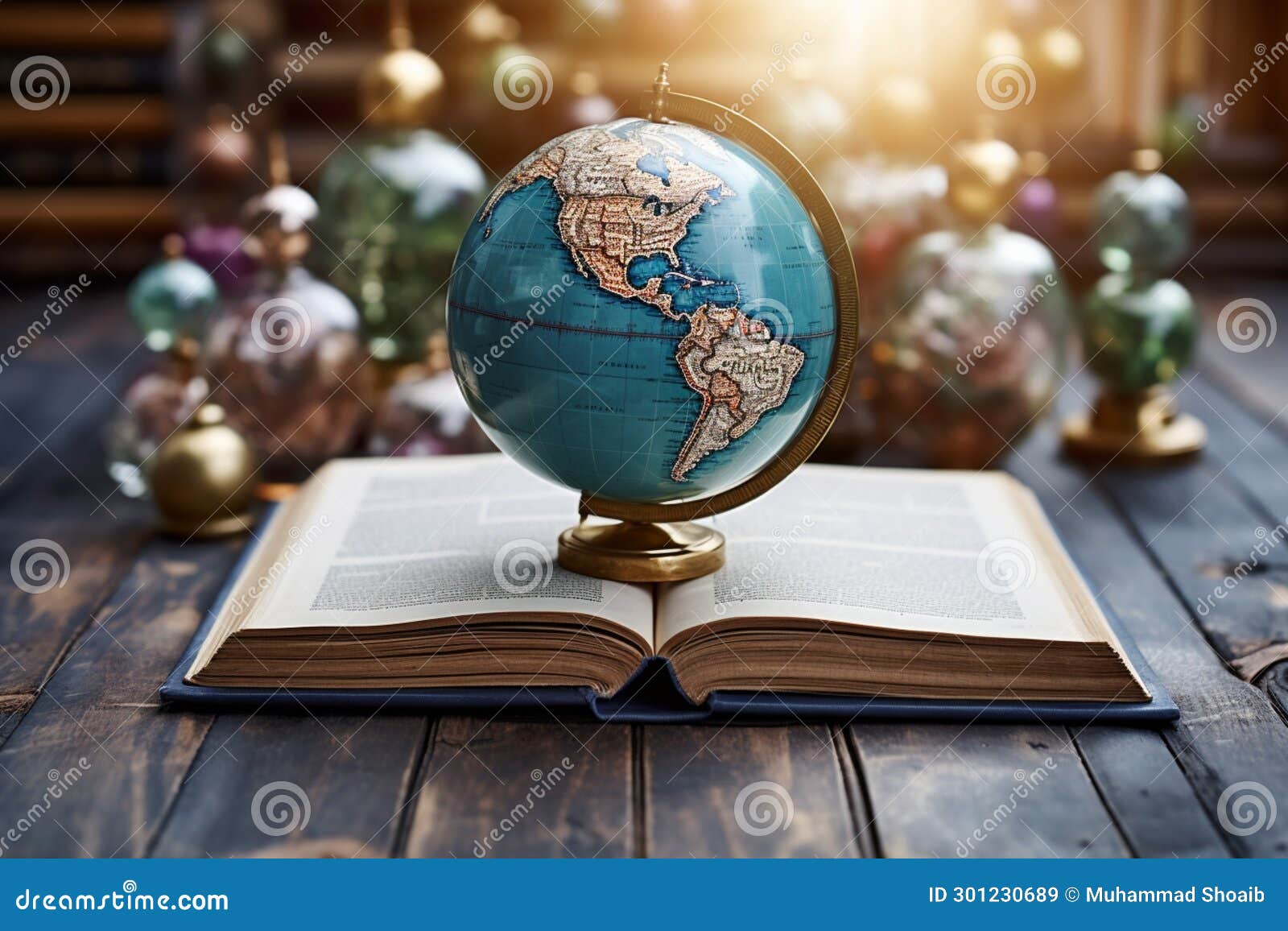 Globe and Books a Symbol of Global Knowledge and Education Stock ...