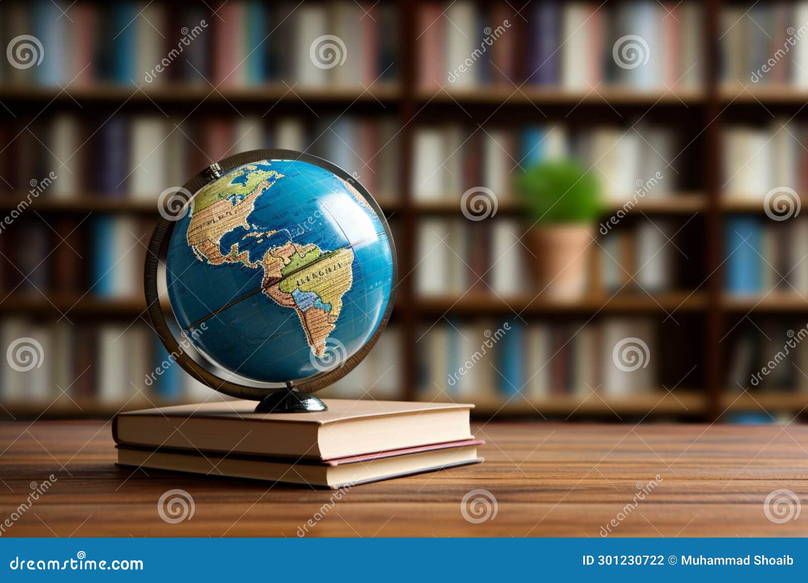 Globe and Books a Symbol of Global Knowledge and Education Stock ...