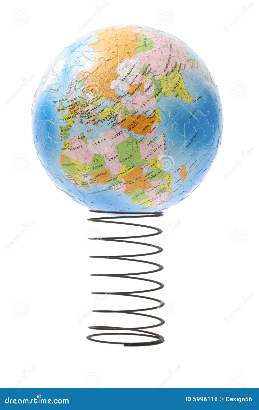 Globe Bouncing on Metal Spring Stock Photo - Image of world, springy ...