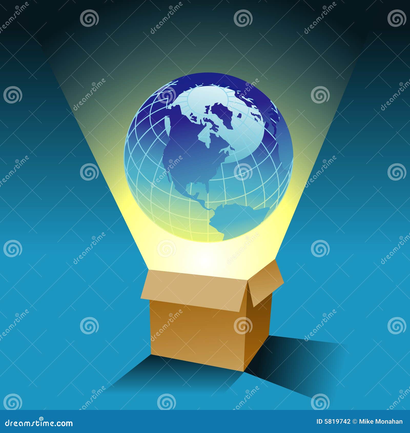 Globe and box background stock vector. Illustration of three - 5819742