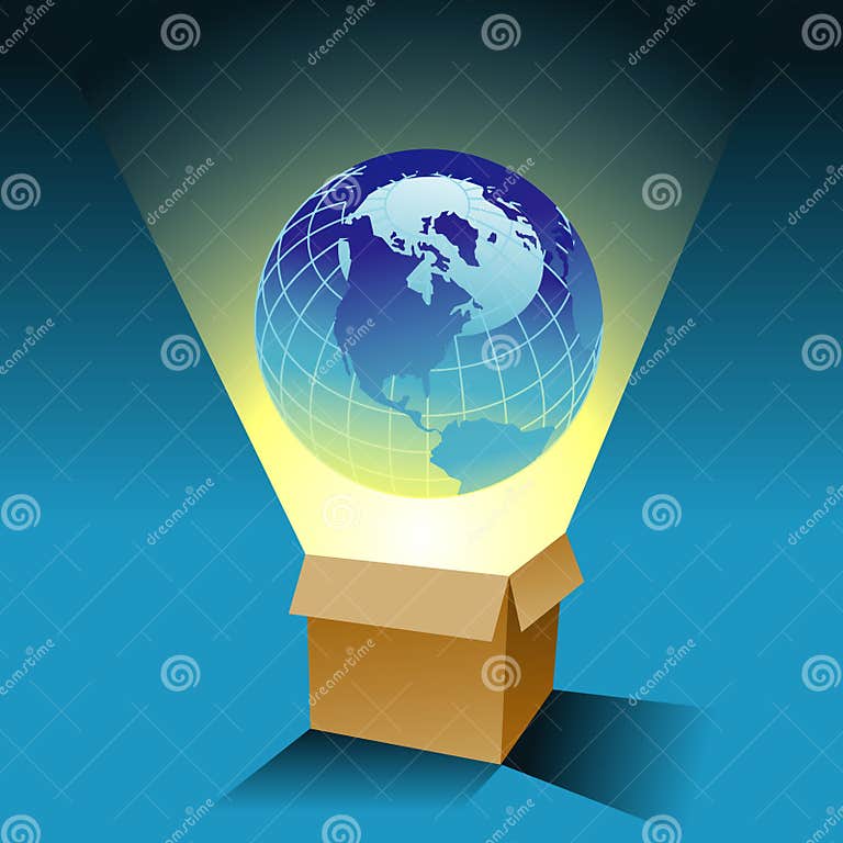 Globe and box background stock vector. Illustration of three - 5819742