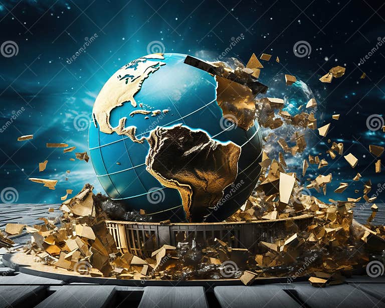 The Globe Breaking Concept is an Earthquake Concept. Stock Illustration ... The Globe Breaking Concept is an Earthquake Concept. Stock Illustration ...