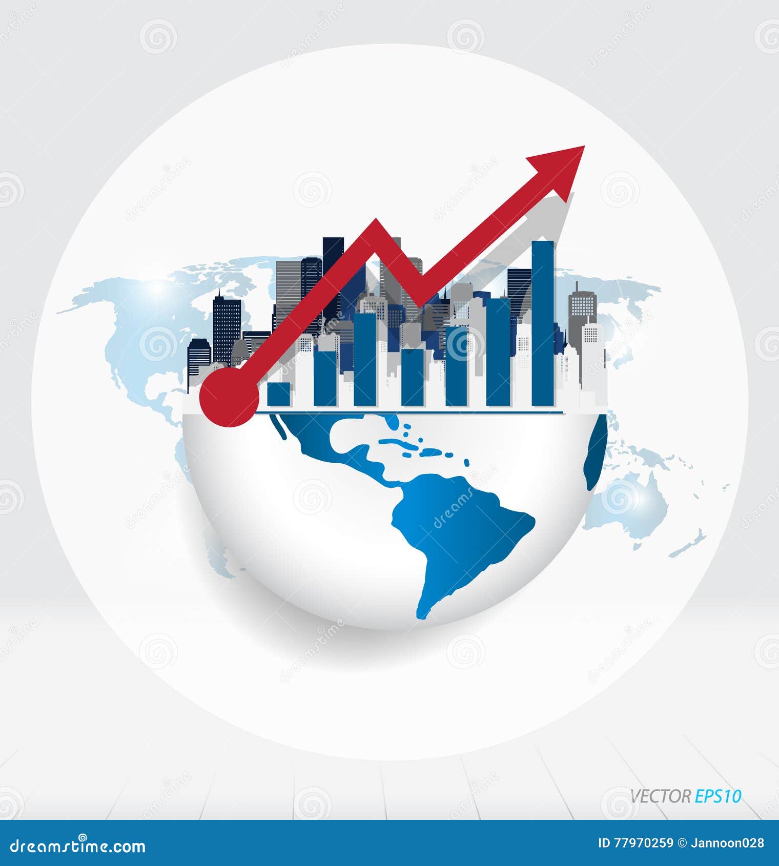 Globe and Building with Modern Design Graph, Can Use for Business ...