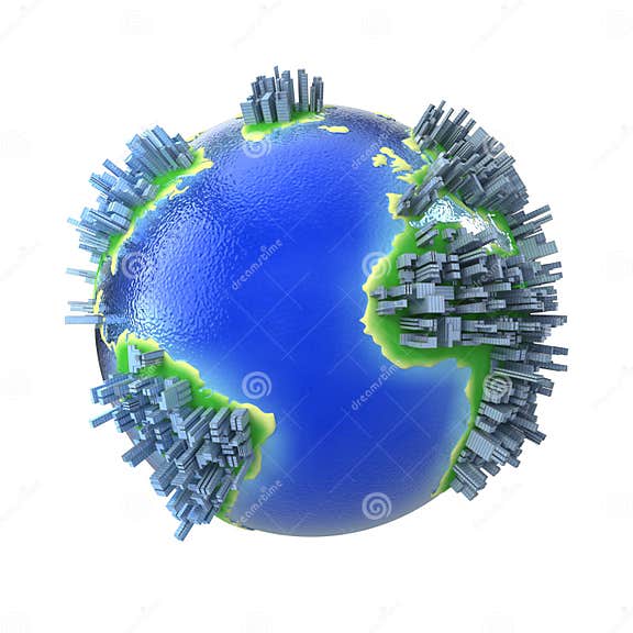 Globe with buildings stock illustration. Illustration of city - 19700324