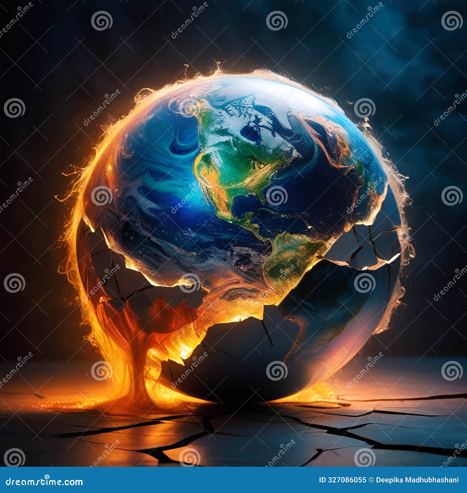 Globe Burning, Earth with Fire, Global Warming Problem Concept, Social ...