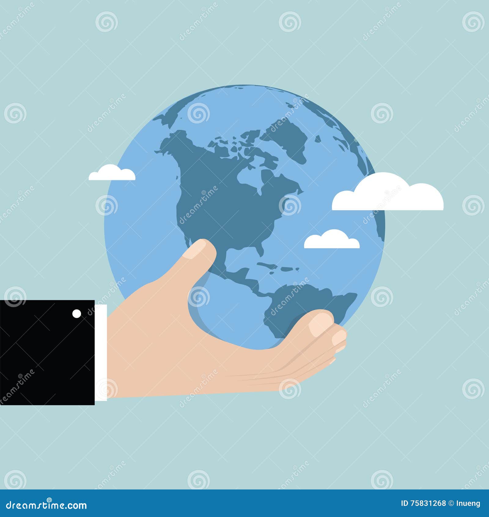 Globe in Businessman Hand. Vector Stock Vector - Illustration of idea ...