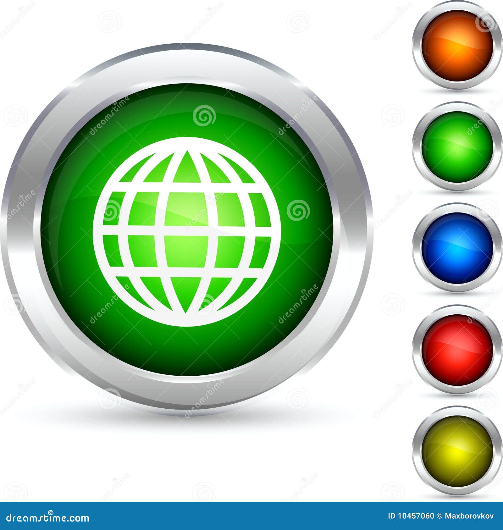 Globe button. stock vector. Illustration of bright, luminous - 10457060