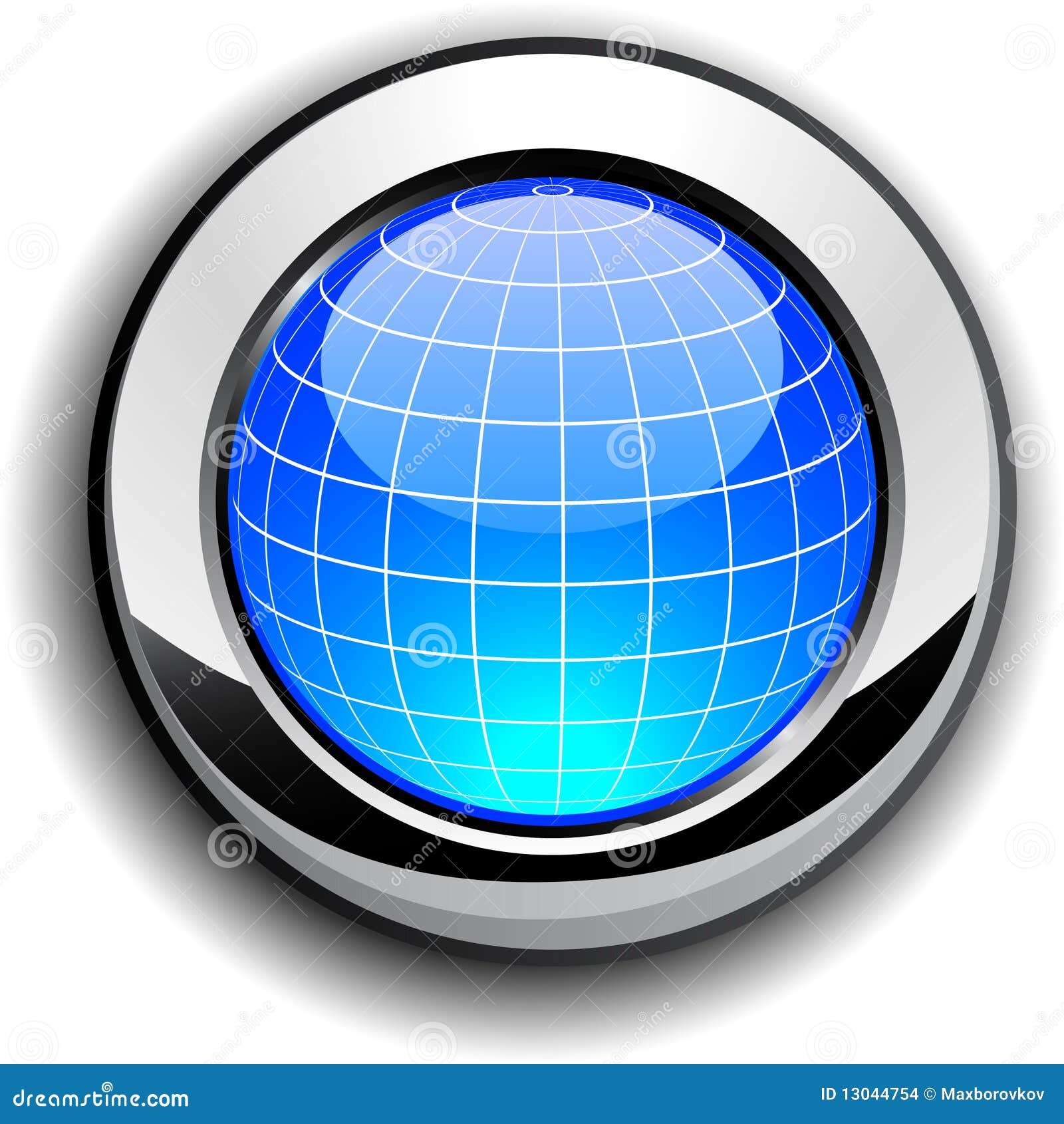 Globe button. stock vector. Illustration of black, metallic - 13044754