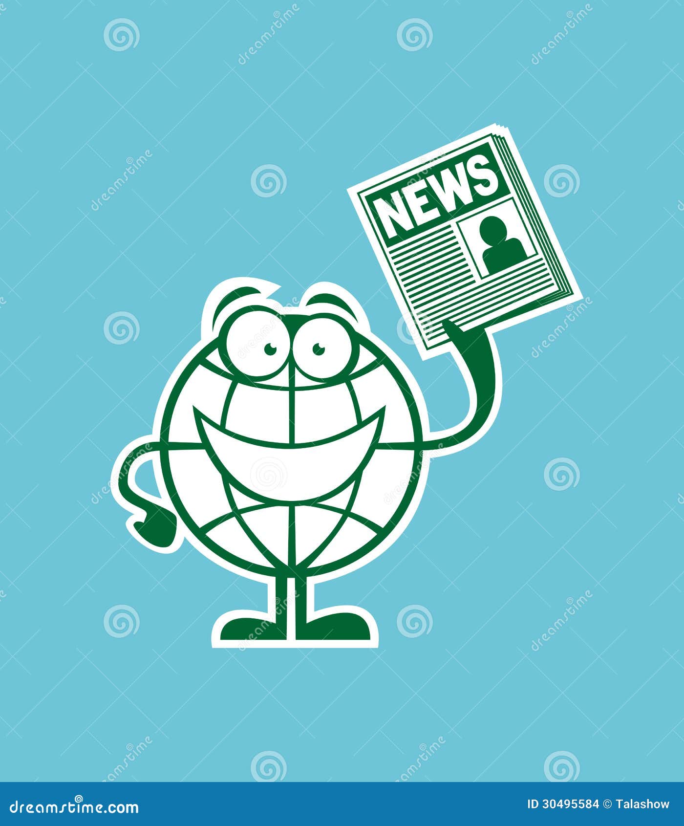 Globe Cartoon Character With The News In Hand Stock Images - Image ...