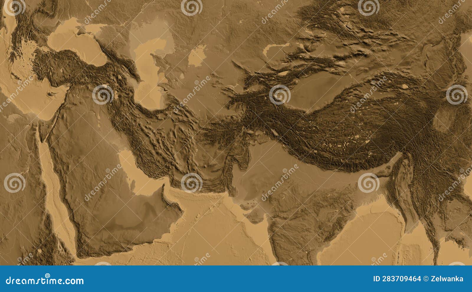 Globe Centered on Afghanistan Neighborhood. Sepia Elevation Map Stock ...