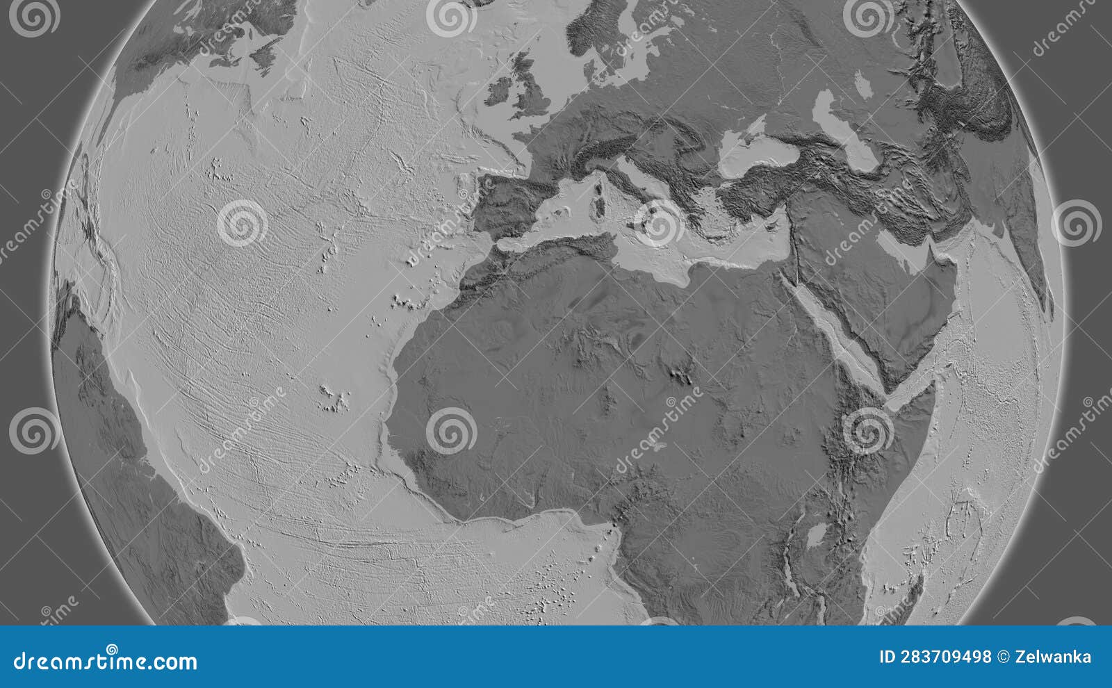 Globe Centered on Algeria. Bilevel Map Stock Illustration ...