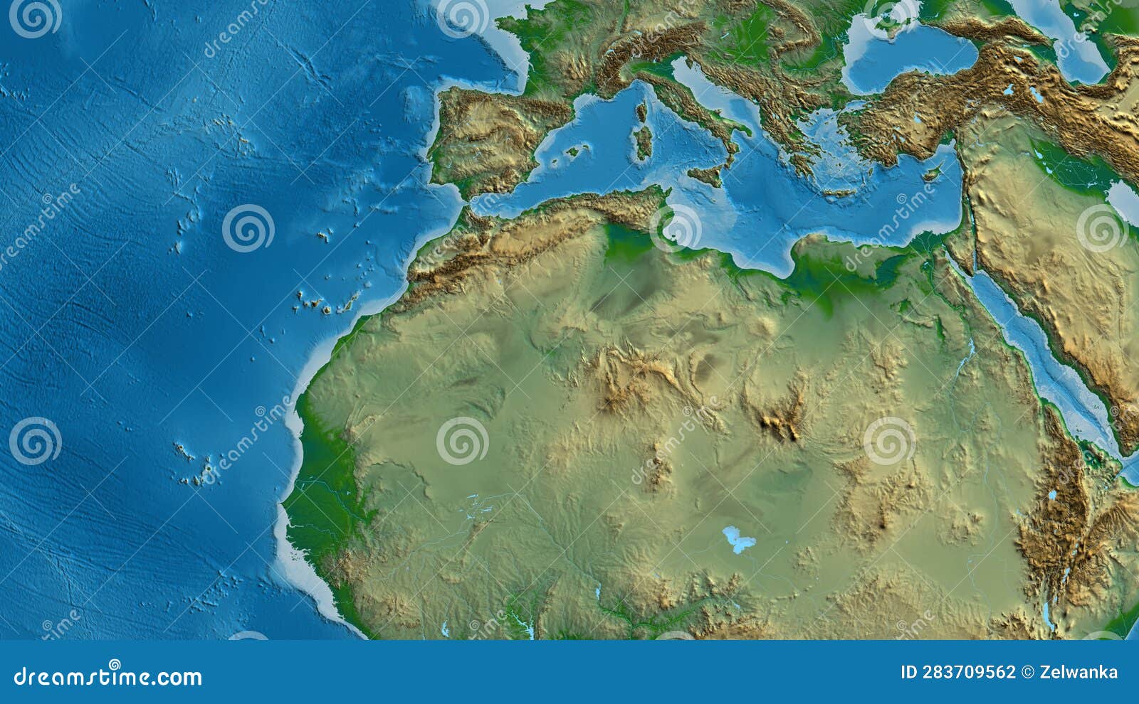 Globe Centered on Algeria Neighborhood. Physical Map Stock Illustration ...