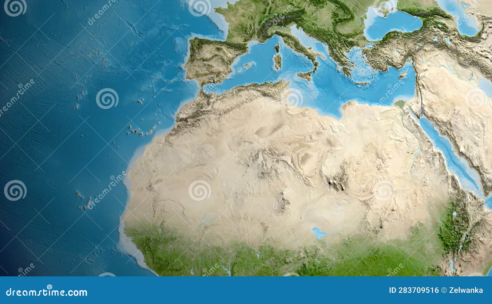 Globe Centered on Algeria Neighborhood. Satellite Map Stock ...