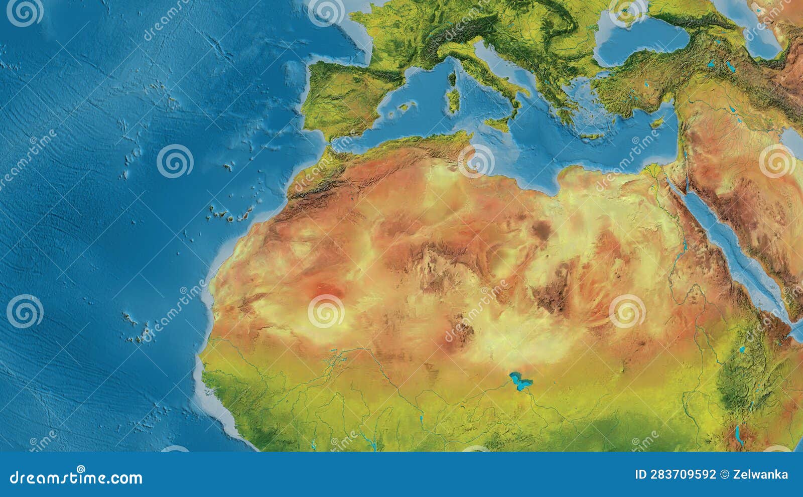 Globe Centered on Algeria Neighborhood. Topographic Map Stock ...
