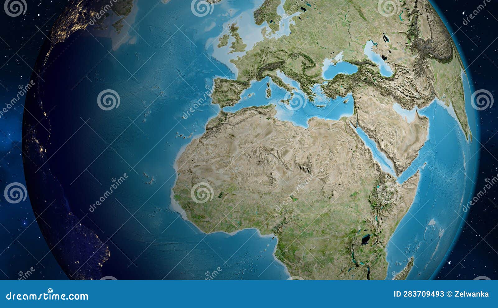 Globe Centered on Algeria. Satellite Map Stock Illustration ...