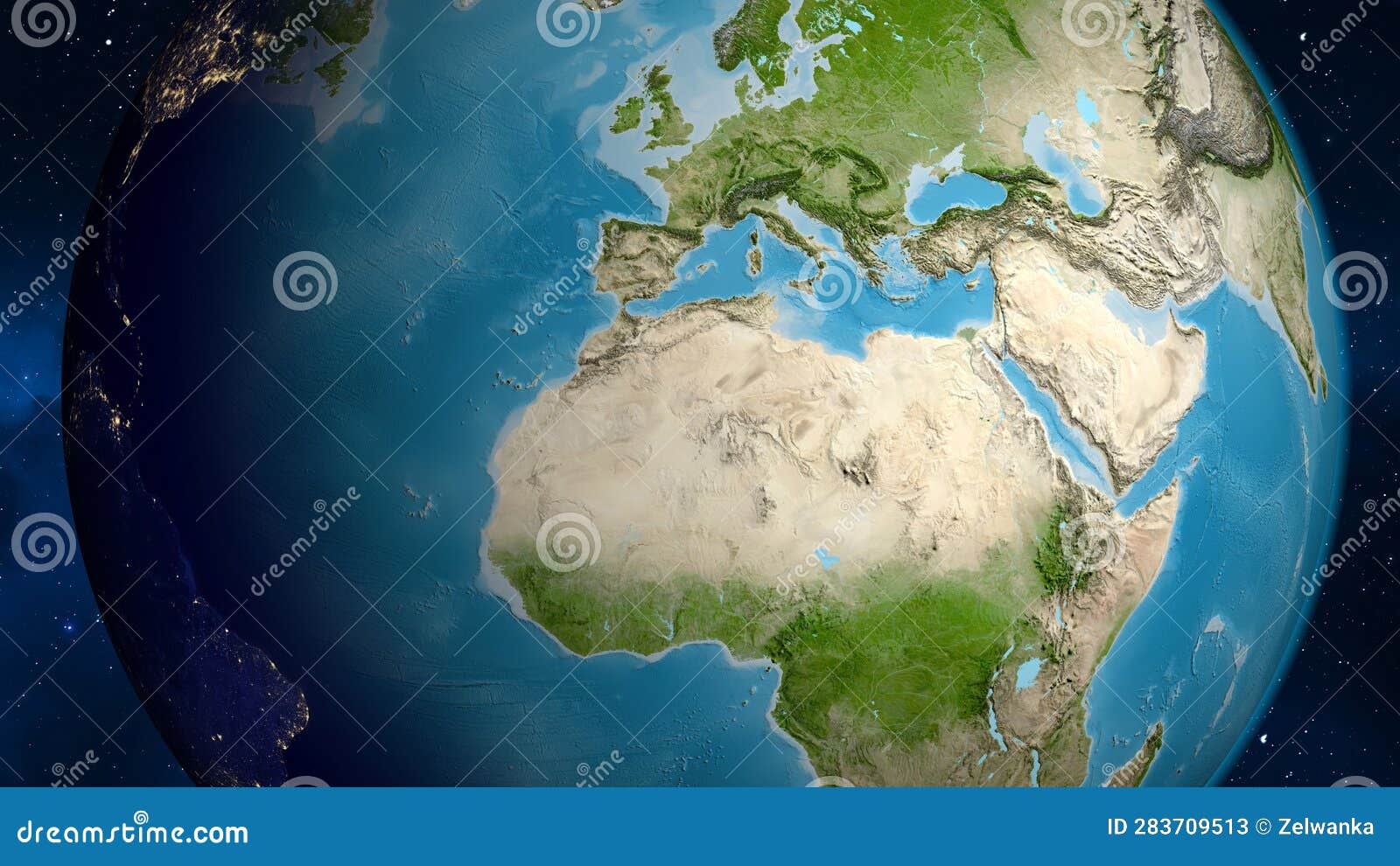 Globe Centered on Algeria. Satellite Map Stock Illustration ...