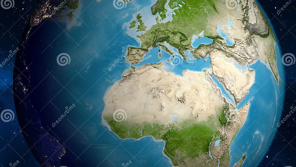 Globe Centered on Algeria. Satellite Map Stock Illustration ...