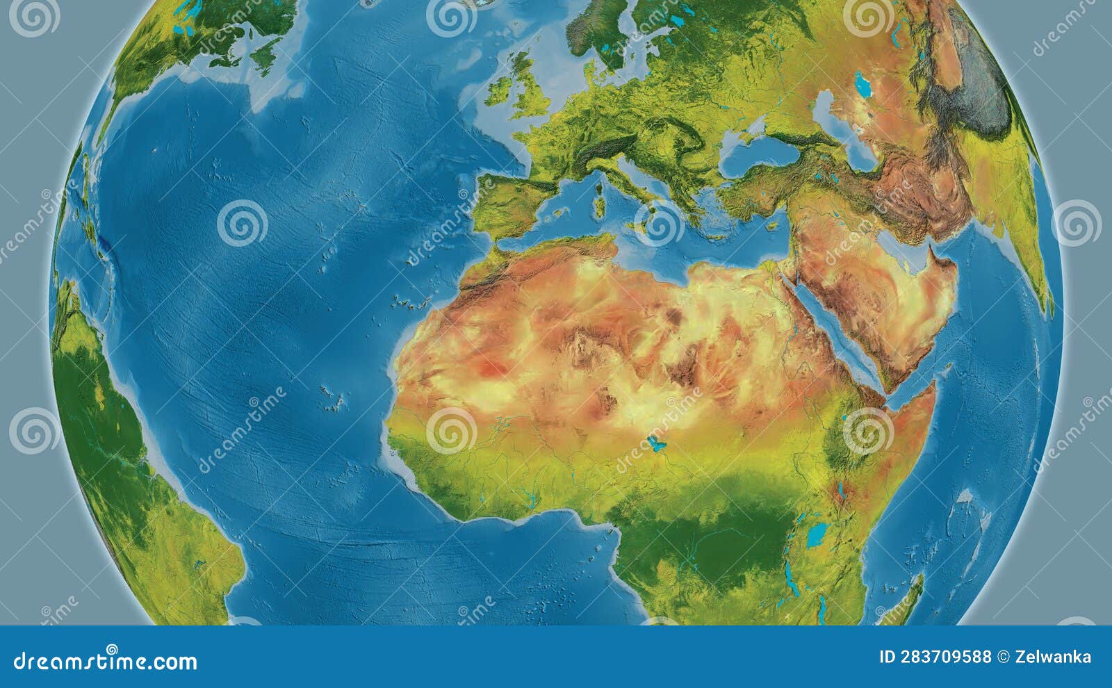 Globe Centered on Algeria. Topographic Map Stock Illustration ...