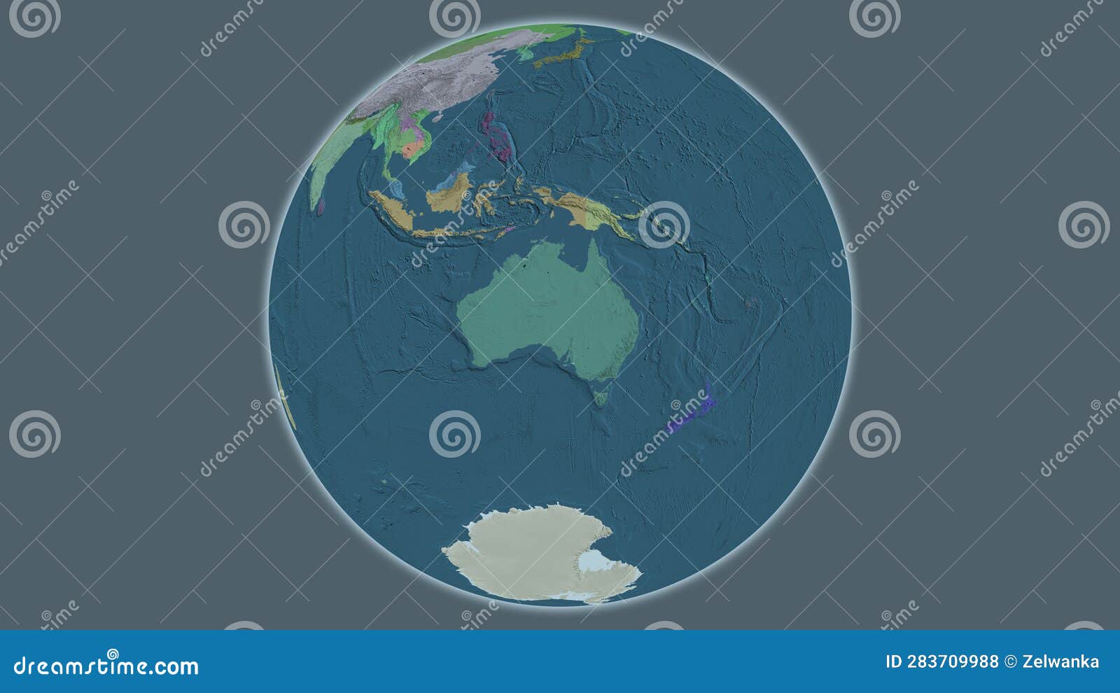 Globe Centered on Australia. Administrative Map Stock Illustration ...