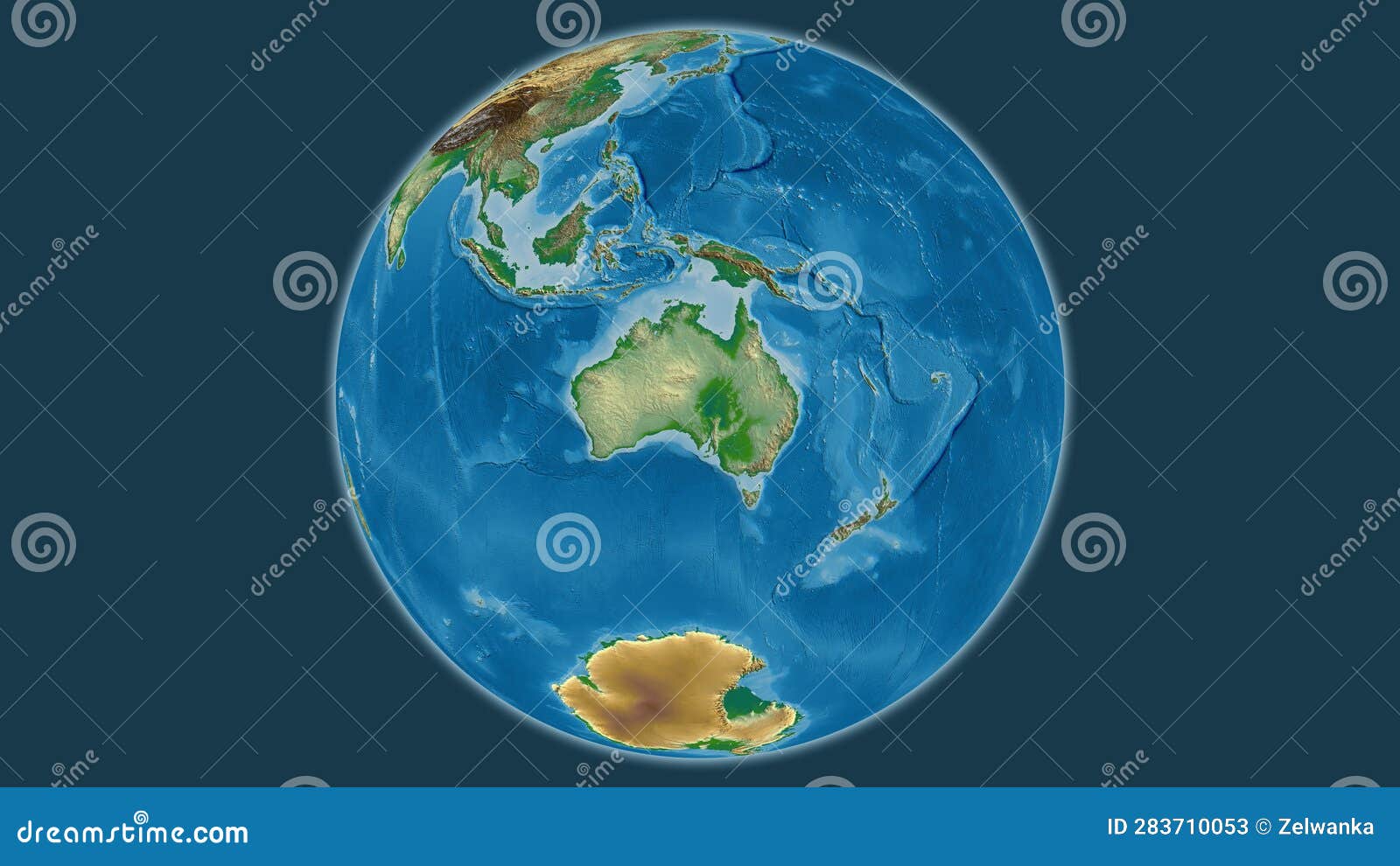 Globe Centered on Australia. Physical Map Stock Illustration ...