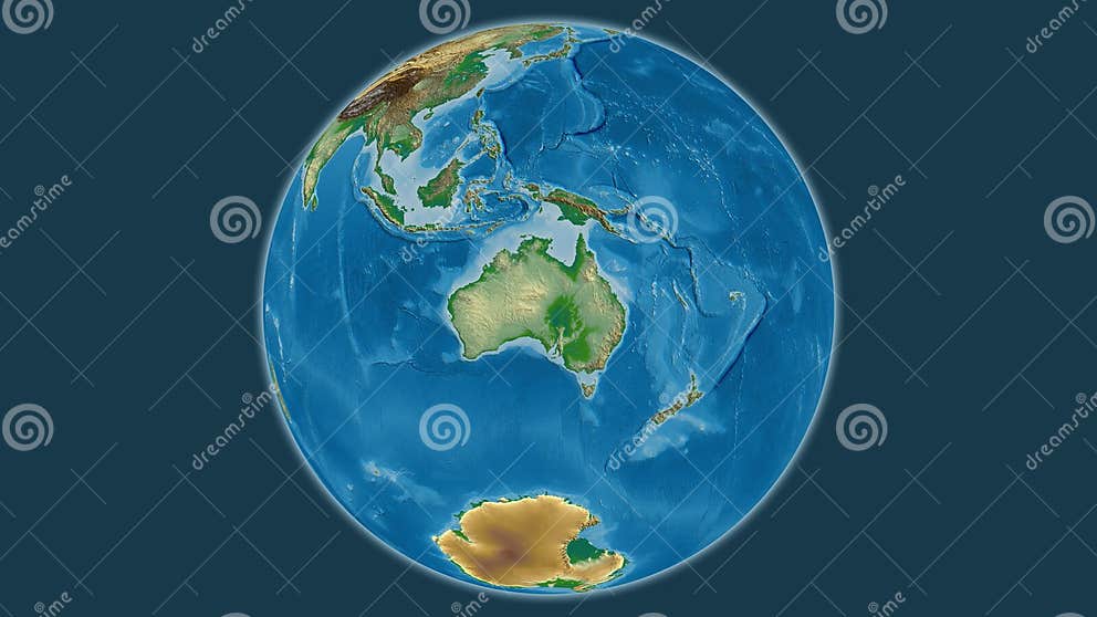 Globe Centered on Australia. Physical Map Stock Illustration ...