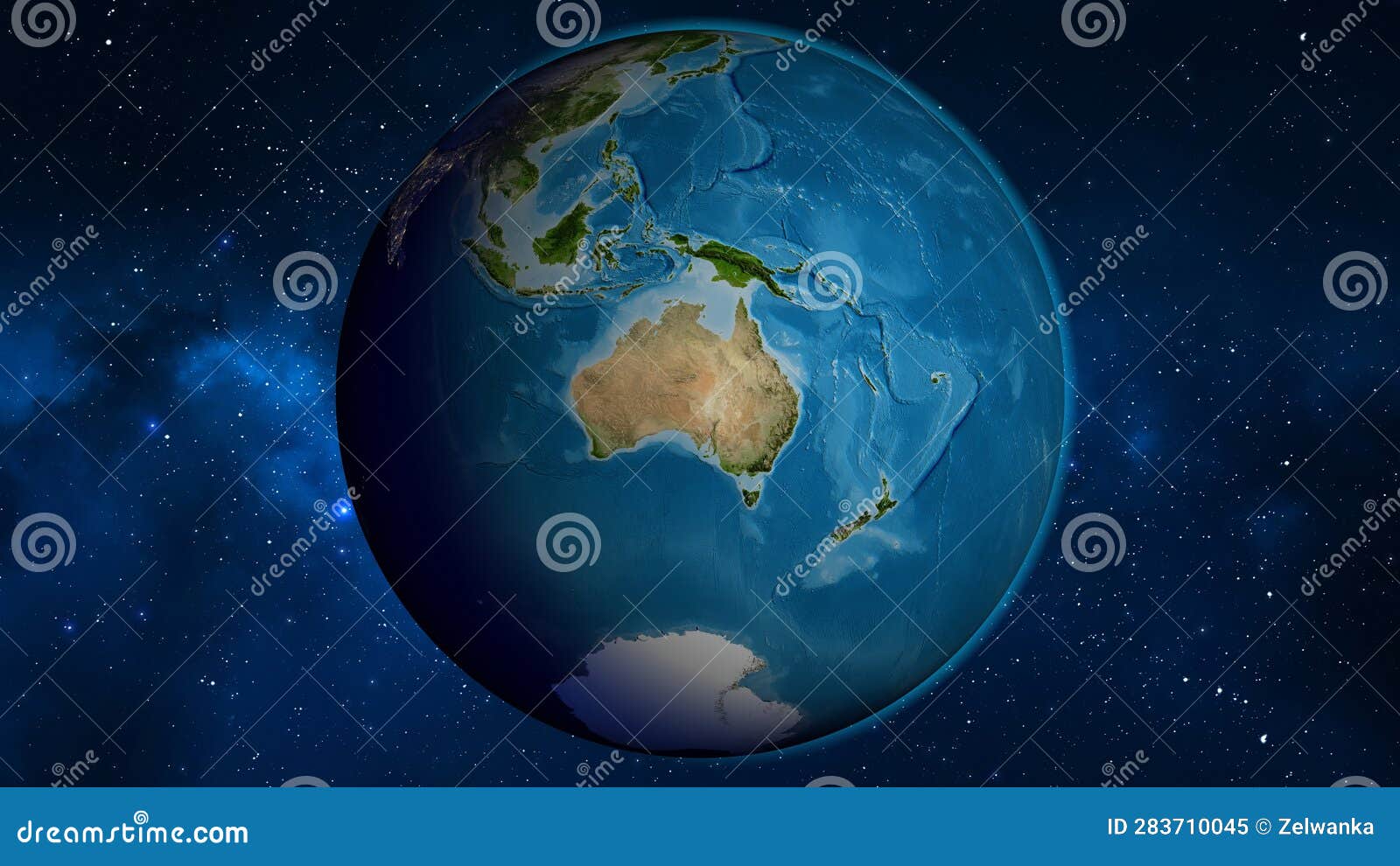 Globe Centered on Australia. Satellite Map Stock Illustration ...
