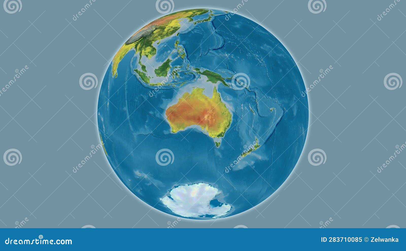 Globe Centered on Australia. Topographic Map Stock Illustration ...