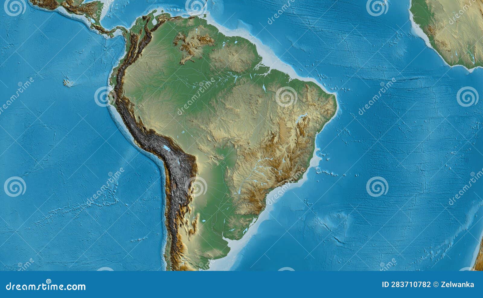 Globe Centered on Brazil Neighborhood. Relief Map Stock Illustration ...