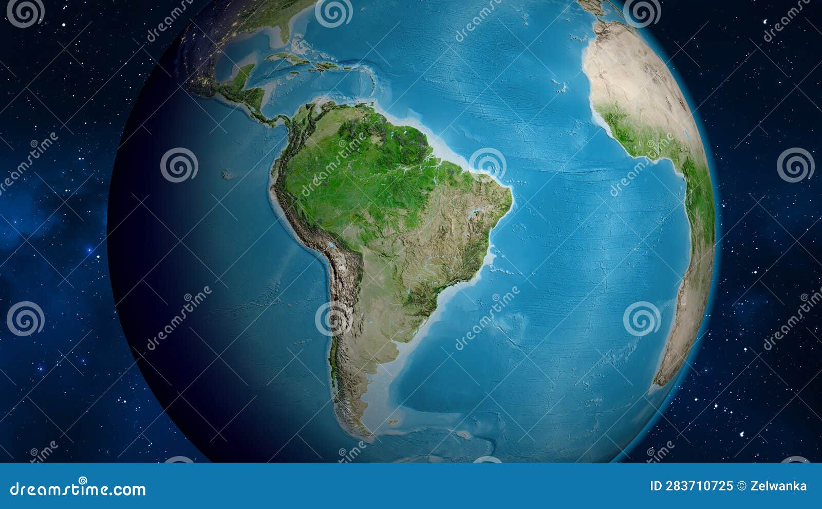 Globe Centered on Brazil. Satellite Map Stock Illustration ...