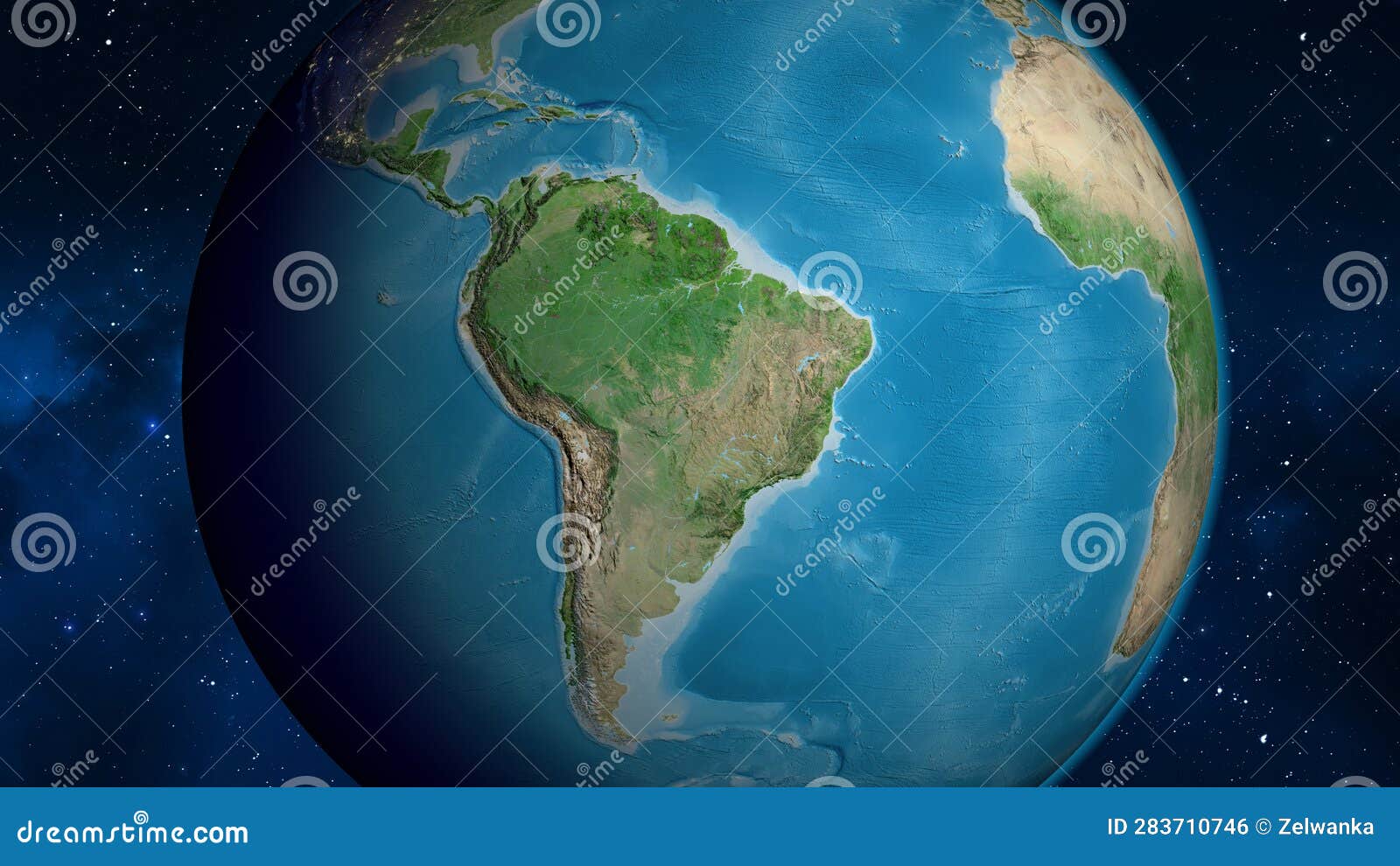 Globe Centered on Brazil. Satellite Map Stock Illustration ...