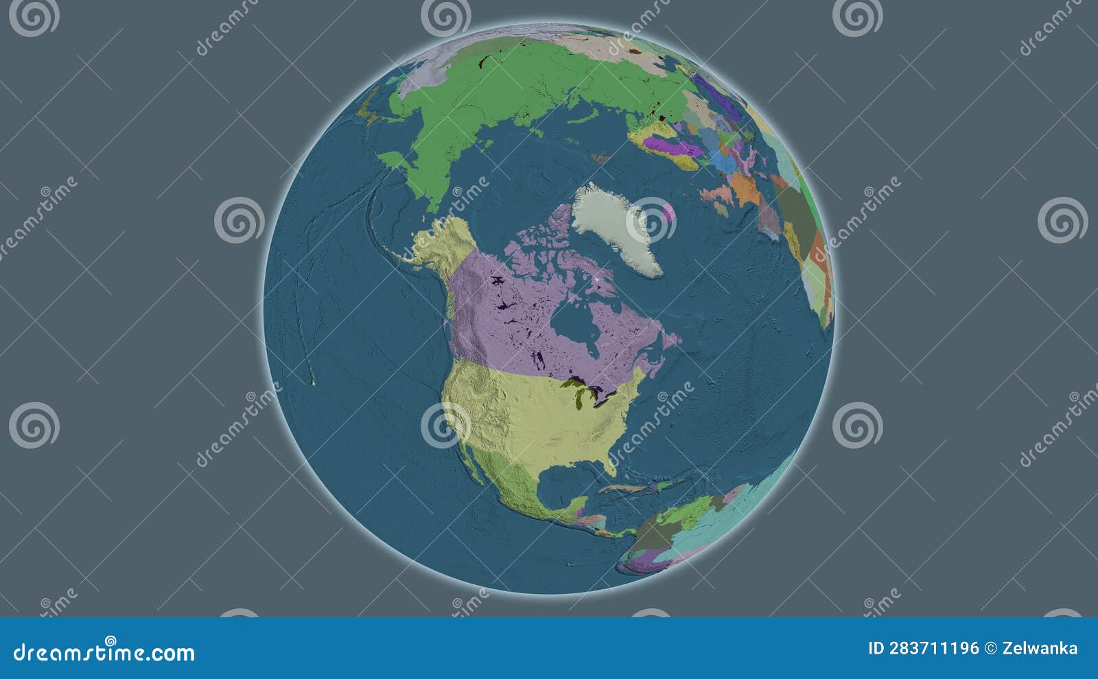 Globe Centered on Canada. Administrative Map Stock Illustration ...
