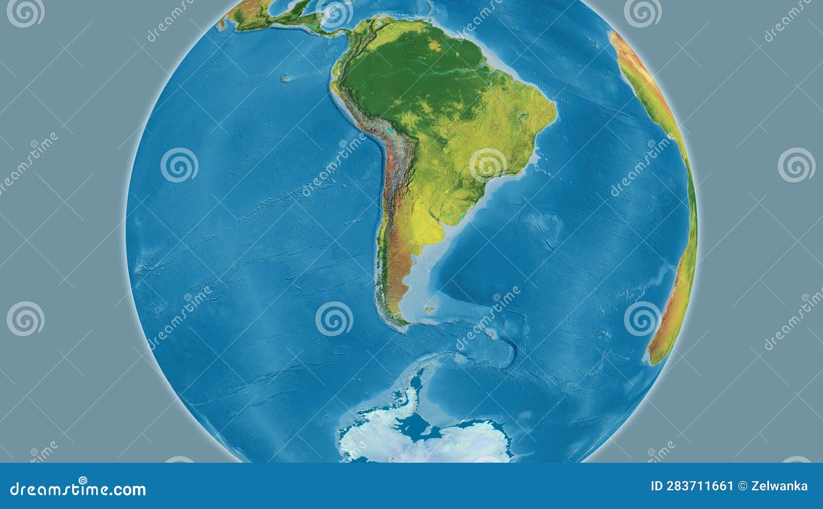 Globe Centered on Chile. Topographic Map Stock Illustration ...