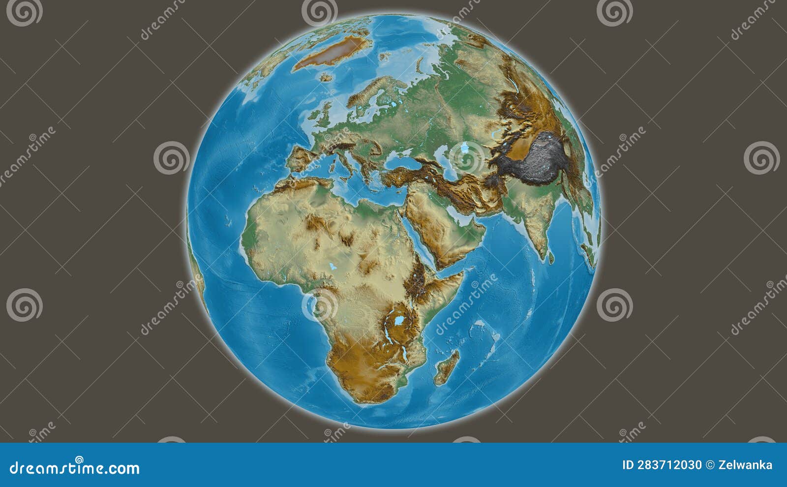 Globe Centered on Egypt. Relief Map Stock Illustration - Illustration ...