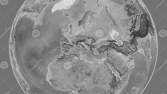 Globe Centered on Italy. Grayscale Map Stock Illustration ...