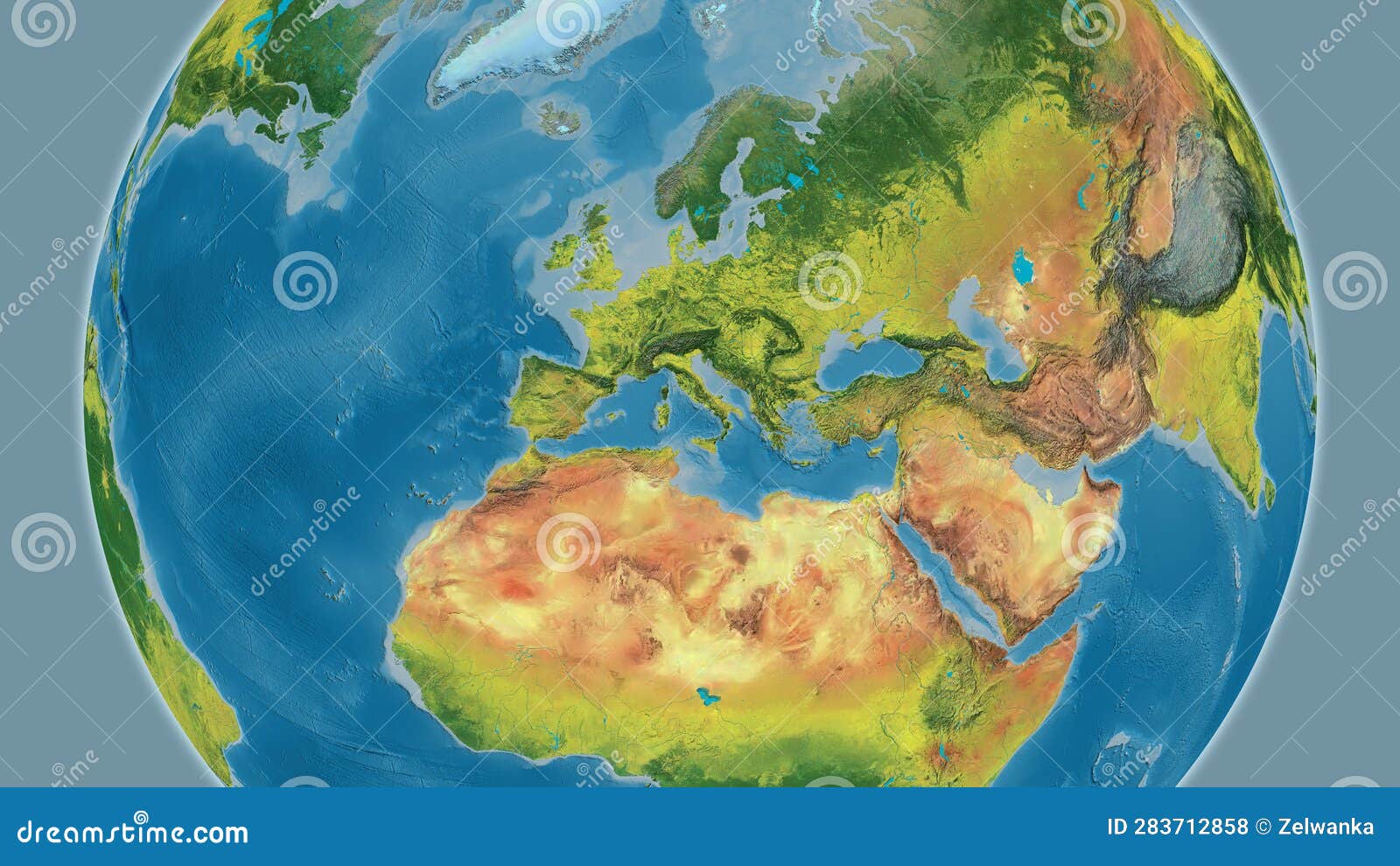 Globe Centered on Italy. Topographic Map Stock Illustration ...
