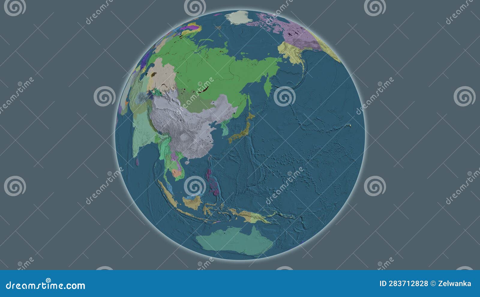 Globe Centered on Japan. Administrative Map Stock Illustration ...