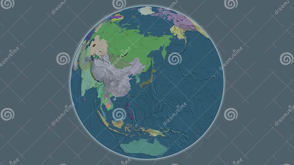 Globe Centered on Japan. Administrative Map Stock Illustration ...