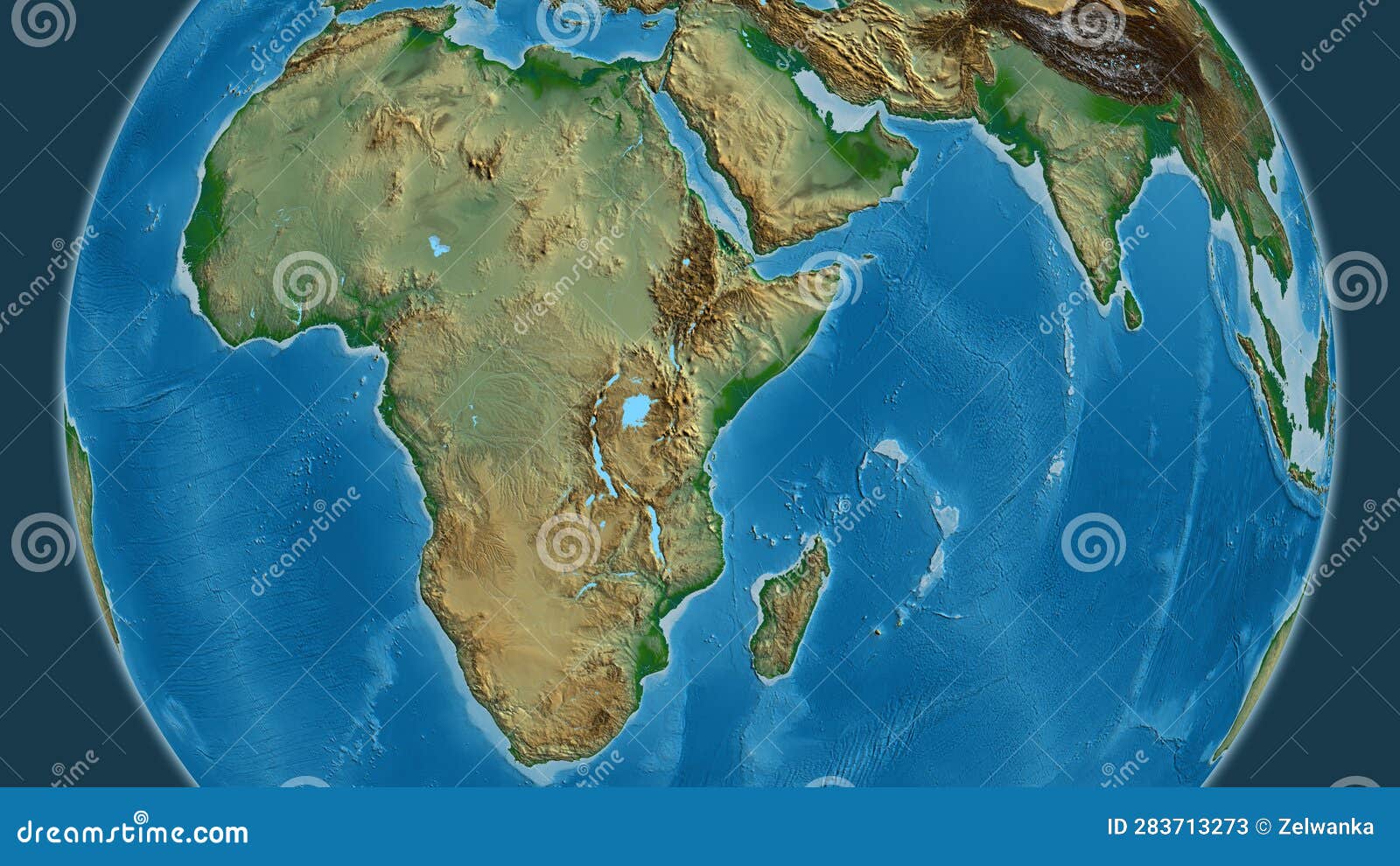 Globe Centered on Kenya. Physical Map Stock Illustration - Illustration ...