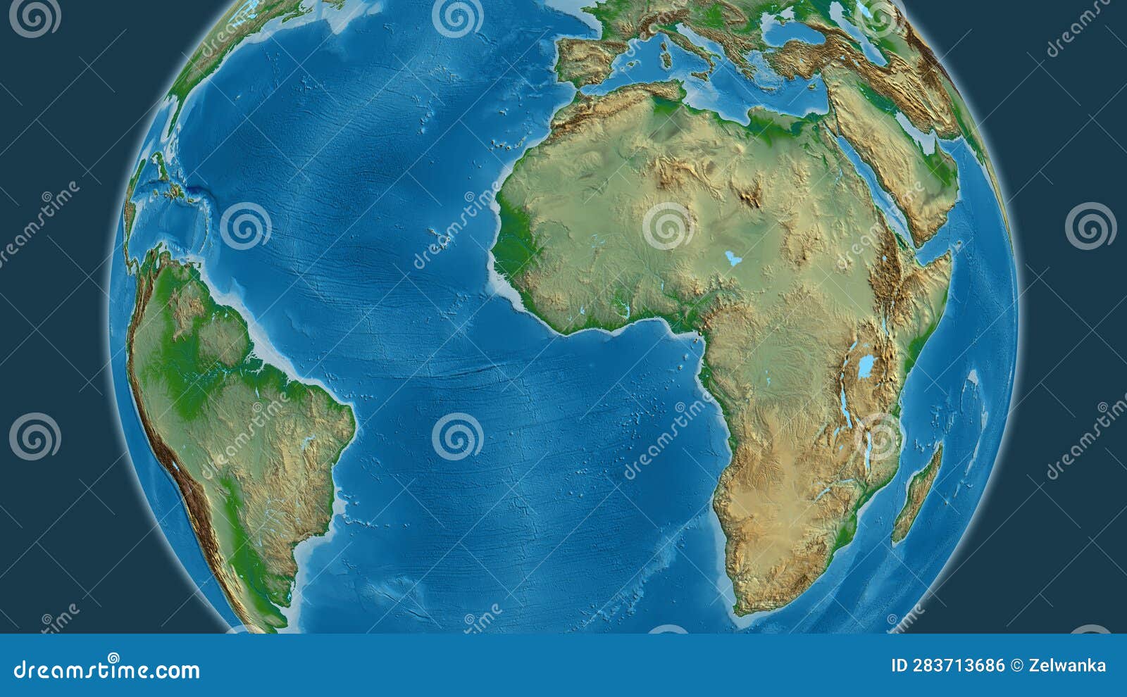 Globe Centered on Liberia. Physical Map Stock Illustration ...