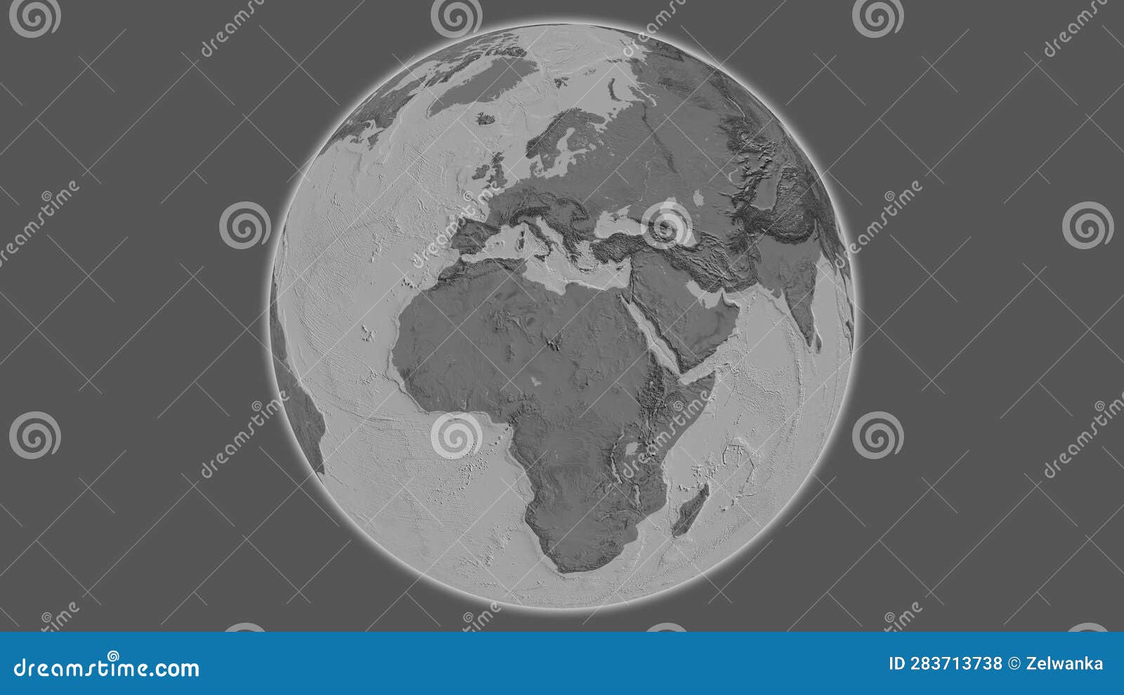 Globe Centered on Libya. Bilevel Map Stock Illustration - Illustration ...