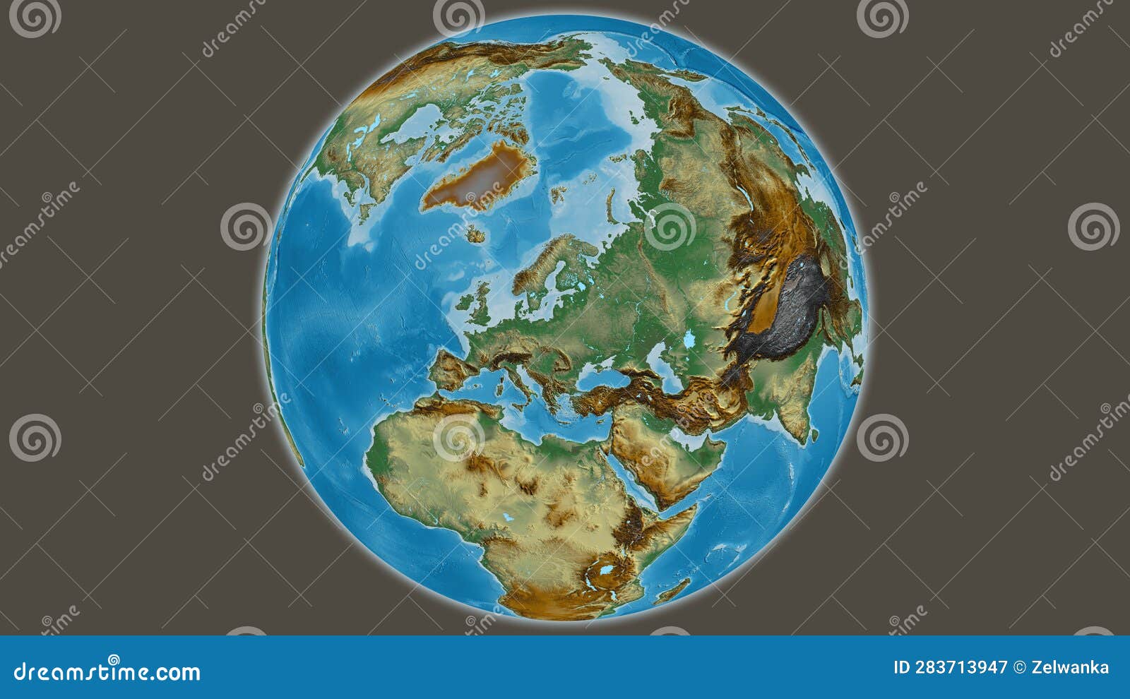 Globe Centered on Lithuania. Relief Map Stock Illustration ...